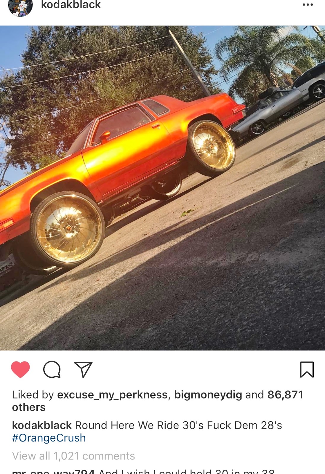 Ace-1: Kodak Black's Candy Orange Oldsmobile Cutlass on Gold 30's Forgiatos