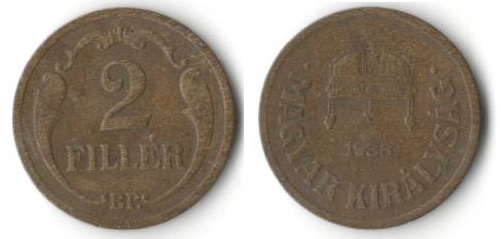 HUNGARY 2 FILLER 1933 | numizmatikagal-worldcoins