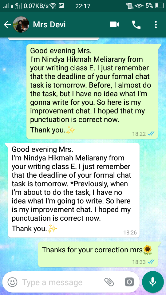 My Star Notes: Writing For General Communication : Formal Chat Assignment