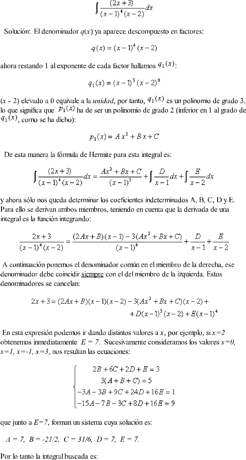 INTEGRALES POR EL METODO DE HERMITE-OSTROGRADSKI EJERCICIOS RESUELTOS