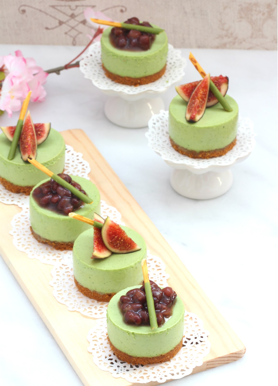 No-bake matcha mini cheesecakes