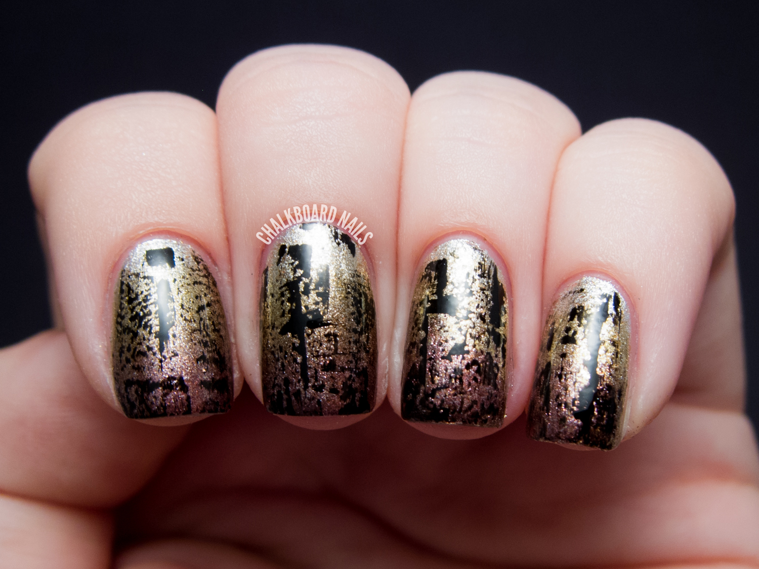 31DC2013 Day 08: Distressed Metallic Gradient | Chalkboard Nails ...