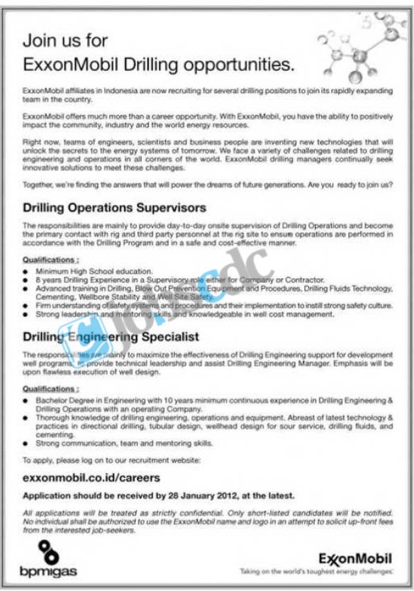 ExxonMobil - Drilling Operation Supervisors, Drilling Engineering ...
