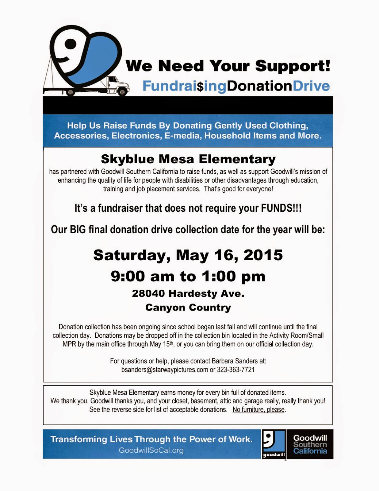 Skyblue Mesa PTO: Goodwill Fundraiser
