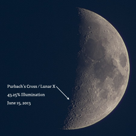 Purbach's Cross / Lunar X on June 15, 2013 [Stellar Neophyte Astronomy ...