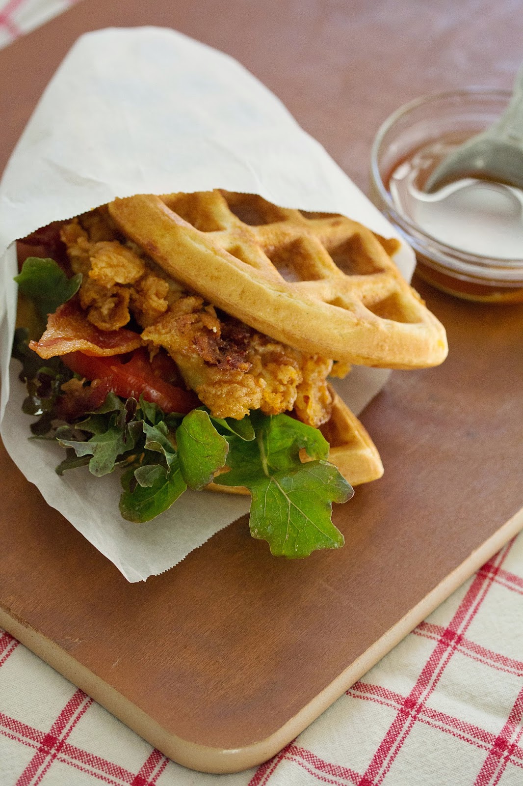 maede.for.you.: Crispy Chicken Bacon Waffle Wrap with Maple Vinaigrette