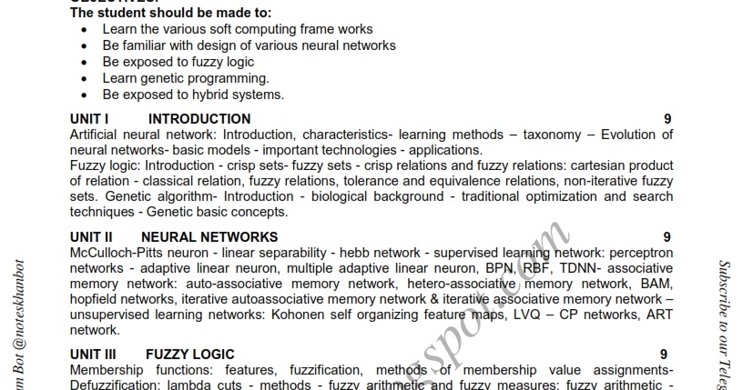CS6012 Soft Computing-Syllabus-Semester VII-ECE-BE-Anna University ...