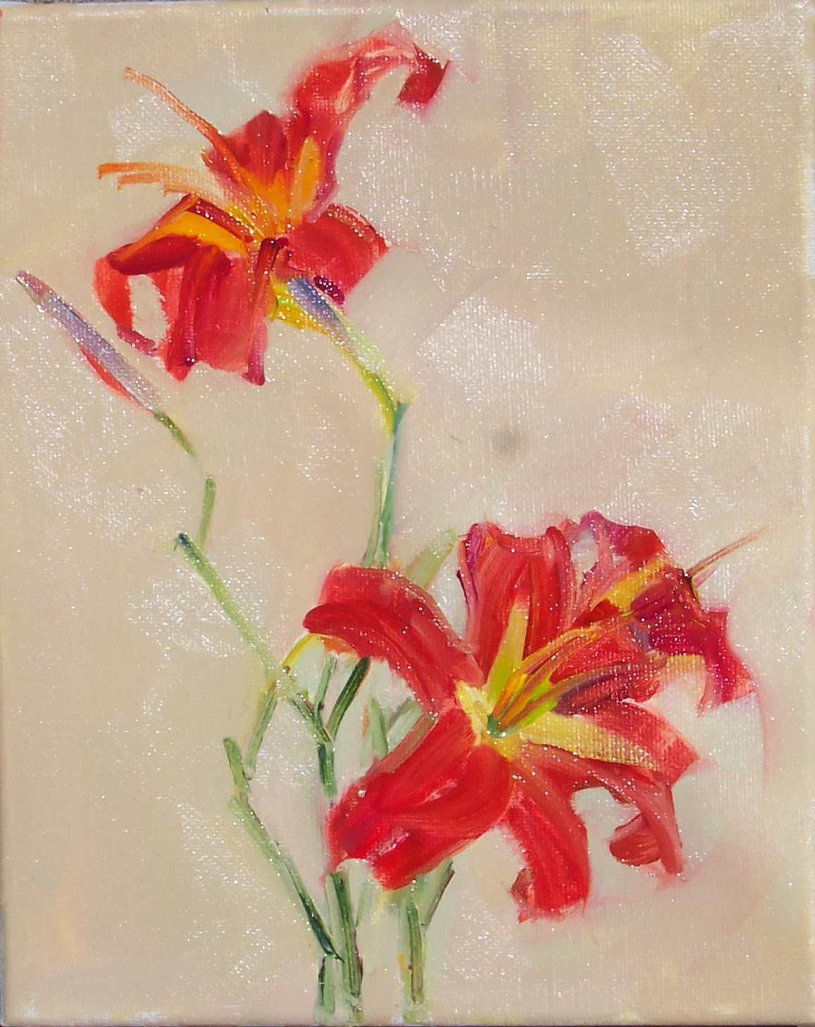 Art Every Day : Lilies,still life,10x8,oil on canvas,price$250
