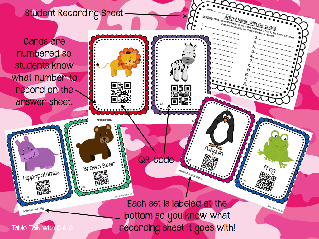 Table Talk with C and C: Animals and Habitats QR Codes