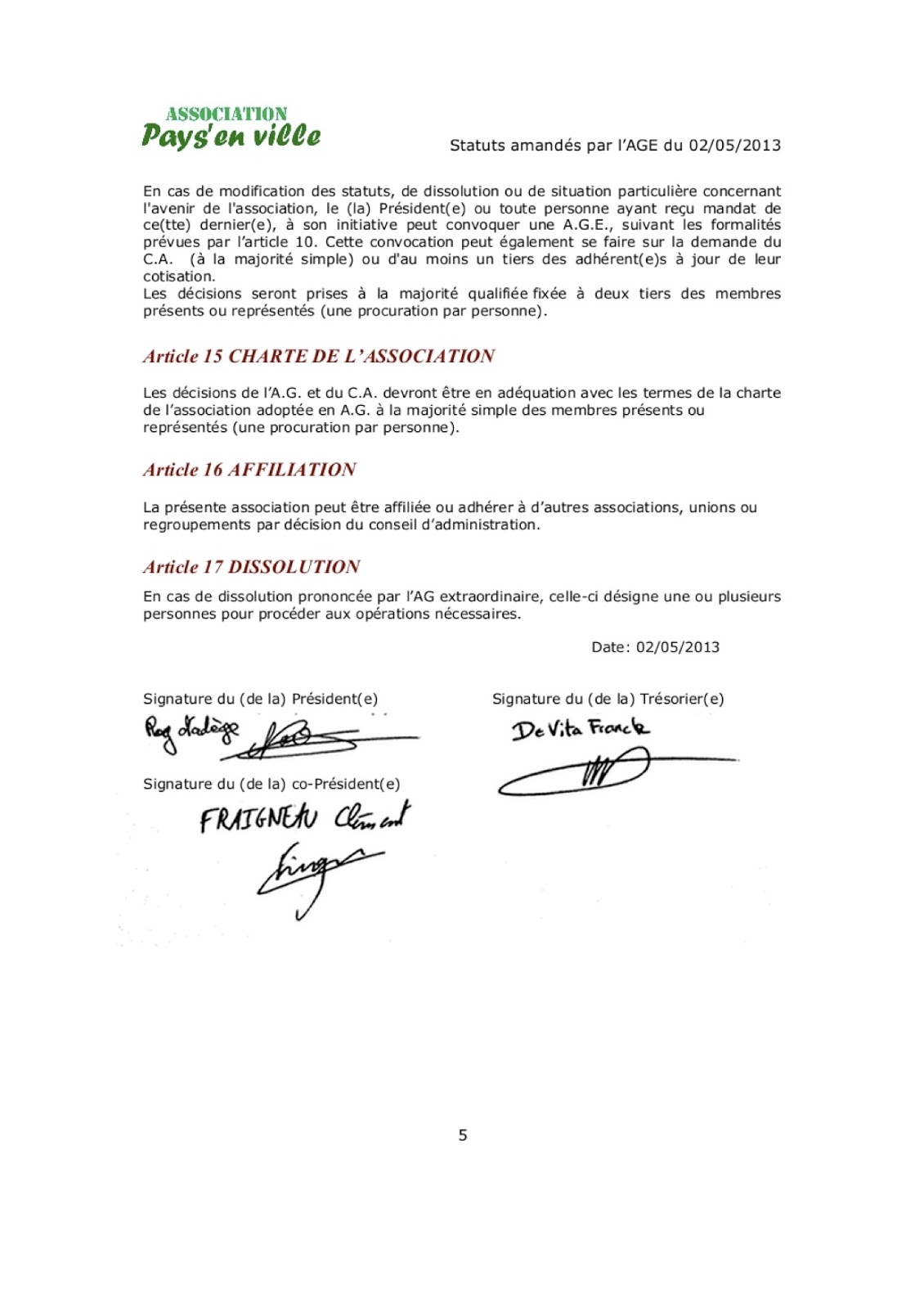 Pays'en ville: Statuts & Charte