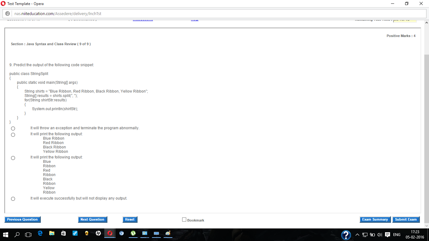 Shashank Vaidya: GNIIT CORE JAVA CYCLE TEST ANSWER