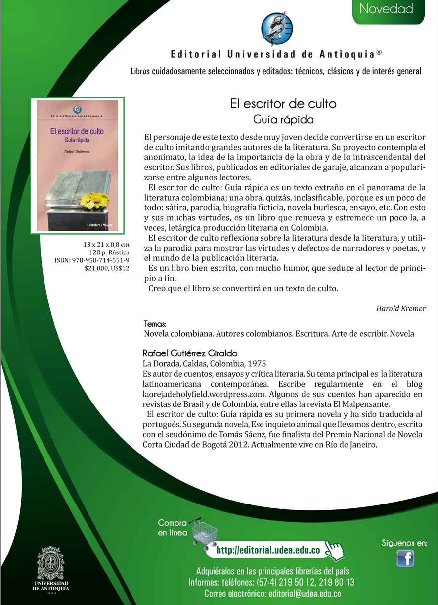 [novedad] La Editorial Universidad de Antioquia presenta: "El escritor ...