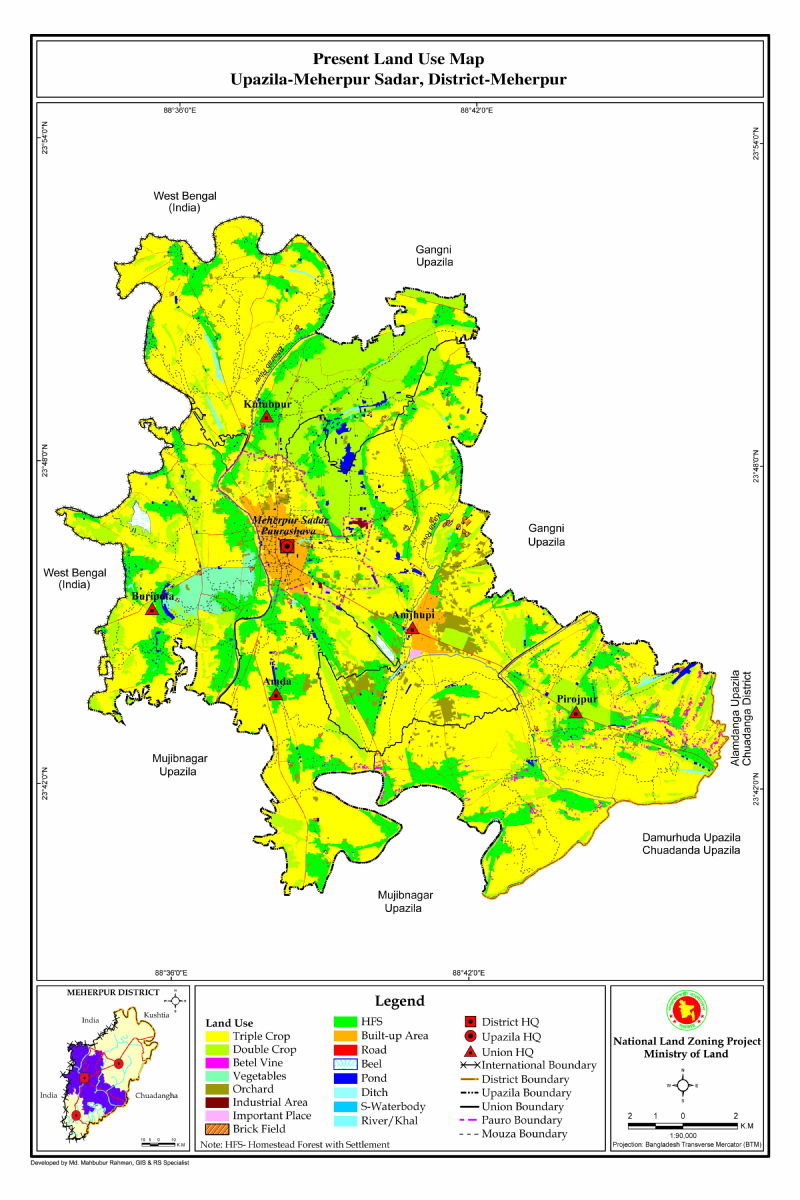 Mouza & Land Use Maps of Meherpur Sadar Upazila, Meherpur, Bangladesh ...