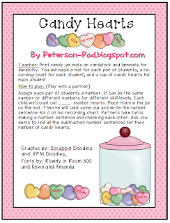 Peterson's Pad: Candy Heart Math FREEBIE