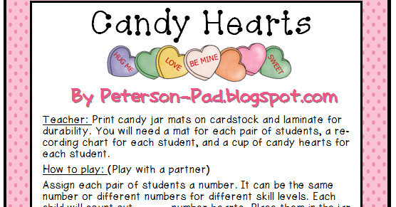 Peterson's Pad: Candy Heart Math FREEBIE