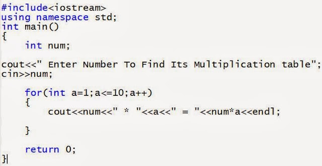 C++ Program to Find the Multiplication Table Of a Given number ~ C++ Programming Tutorial for ...