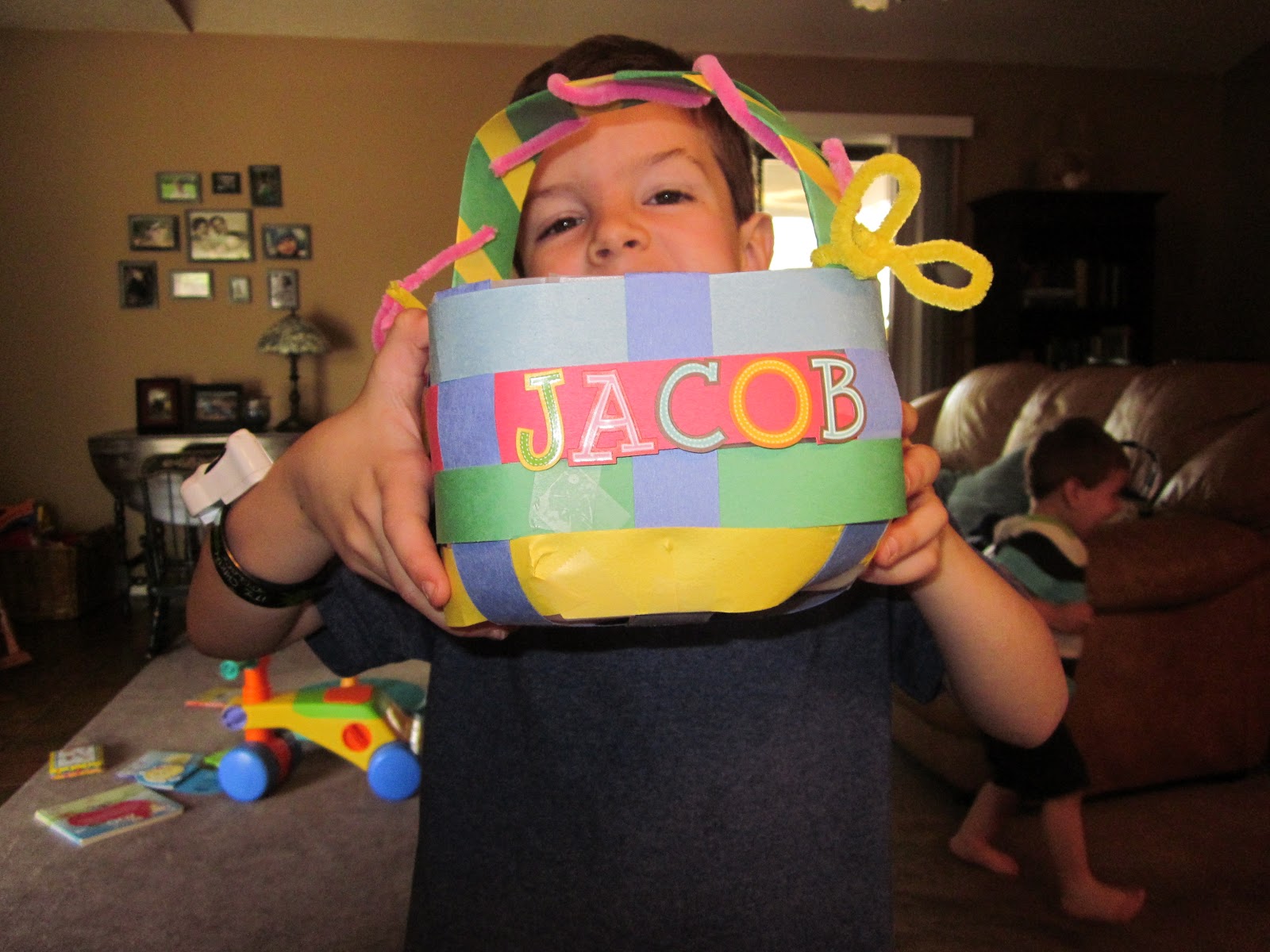 Fun with Jacob & Ryan: Catching up, Part 2: Milk Jug Easter Basket