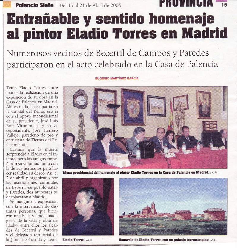 Ocres Palentinos: Homenaje “in memorian” a Eladio Torres y sus acuarelas