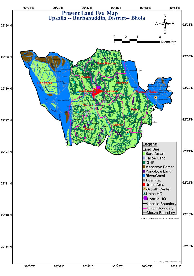Mouza & Land Use Maps of Burhanuddin Upazila, Bhola, Bangladesh ...