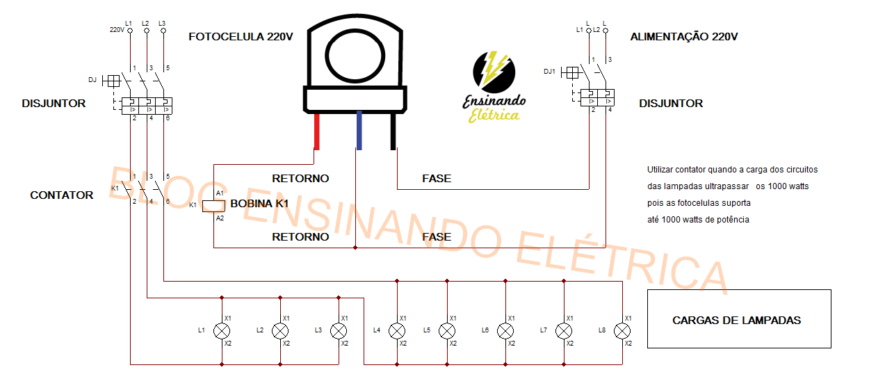 Como realizar ligações de fotocélula em contator e lampadas comum ...