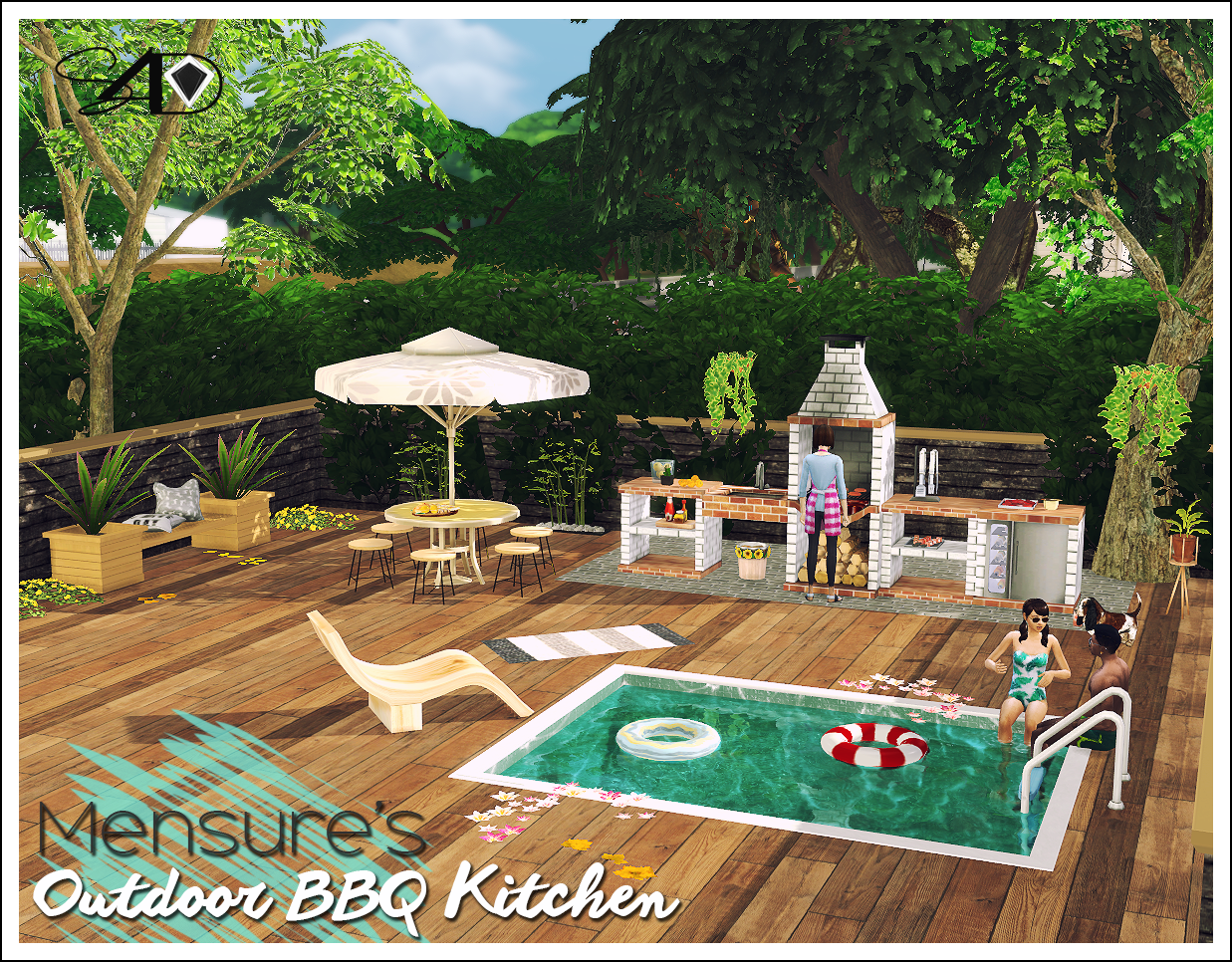Sims 4 CC's - The Best: TS2 BBQ Outdoor Kitchen Set Conversion by Daer0n