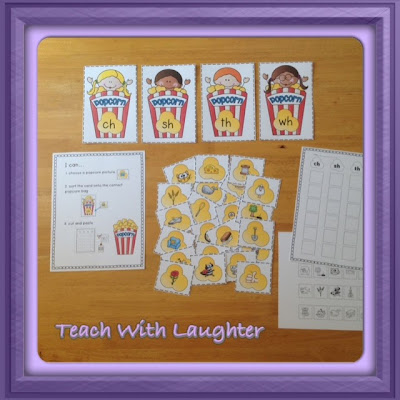 Teach With Laughter: Popcorn Fun Digraph Sorting Station