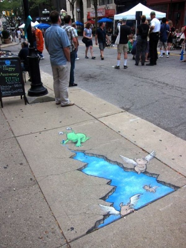 Cute Sluggo Chalk Art by David Zinn (30 pics) | Daily Fun Pics