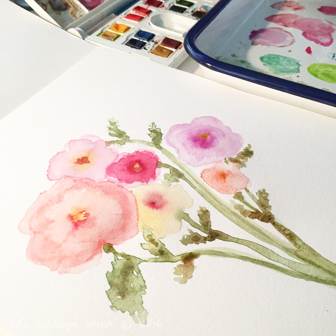 { the vintage wren }: :: watercolor flowers