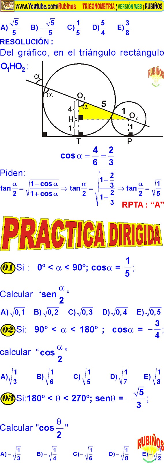 Identidades TrigonomÉtricas Del Ángulo Mitad Ejercicios Resueltos Pdf