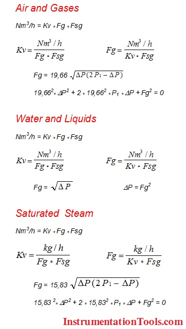 Valve Kv Sizing Calculator | Instrumentation Tools