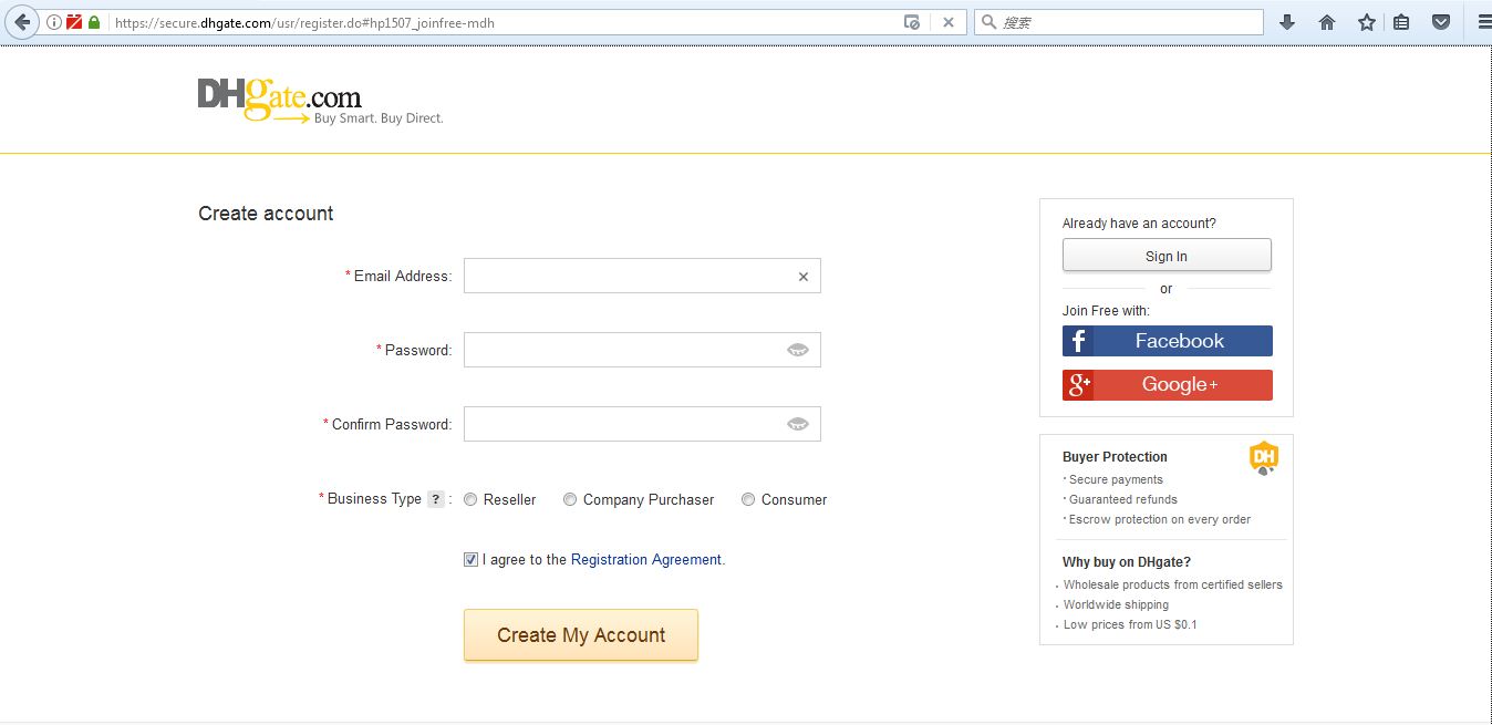 Welcome to DHgate! : Registration Process