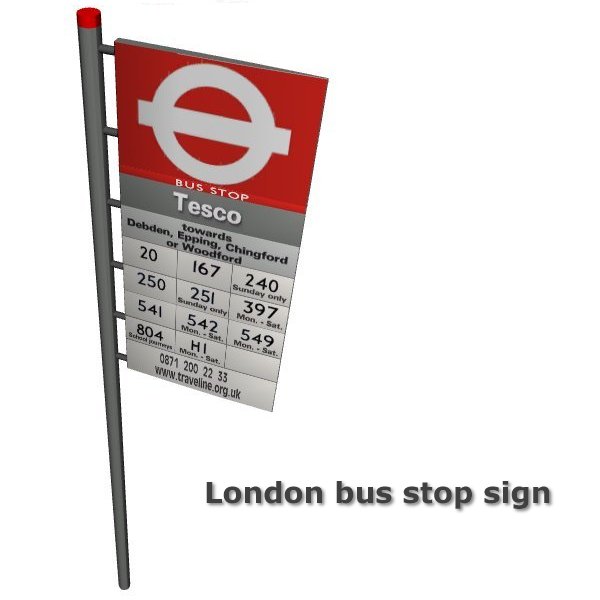 Simming in Magnificent Style: London bus stop sign