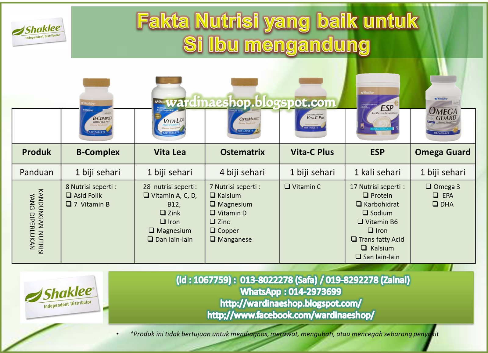 Wardina eShop: Nutrisi yang menarik tentang produk Shaklee untuk Ibu ...