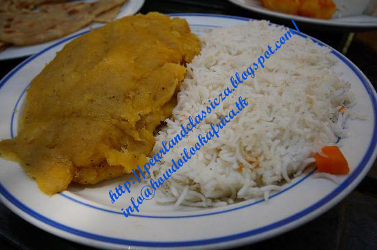 pearl and classicza: Matooke and Rice local food in Uganda