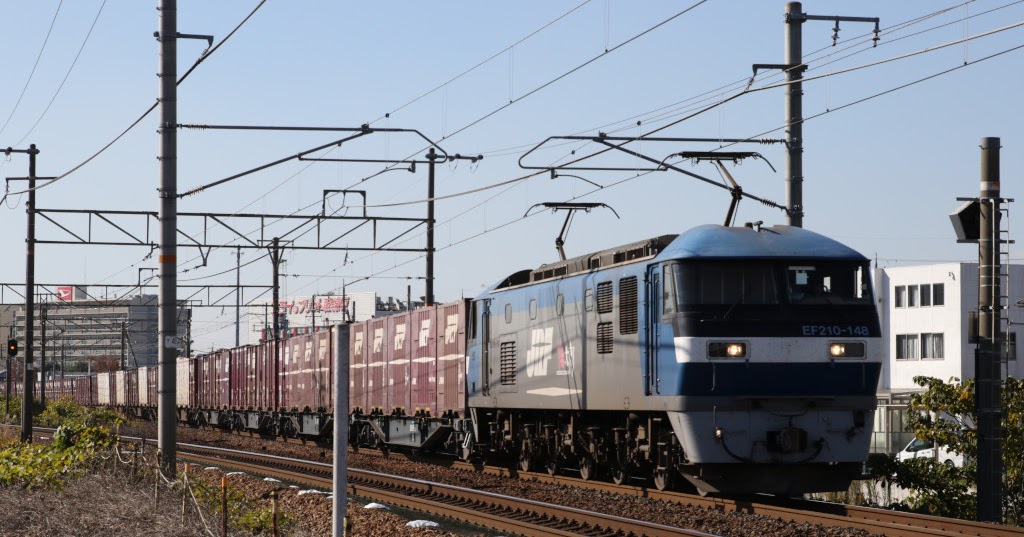 線路際の小さな幸せ: 8056レ EF210-148 普通の貨レ。 検明けのコキ102・103形