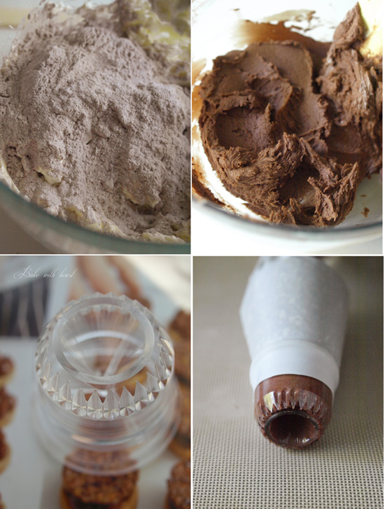 บีบโดว์คุกกี้ลงไปใ้ห้ได้ขนาดเท่าๆ กัน เสร็จแล้ว