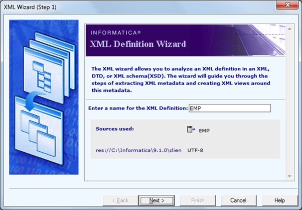 h)XML Wizard (step 1) will pop-up then click 'Next'