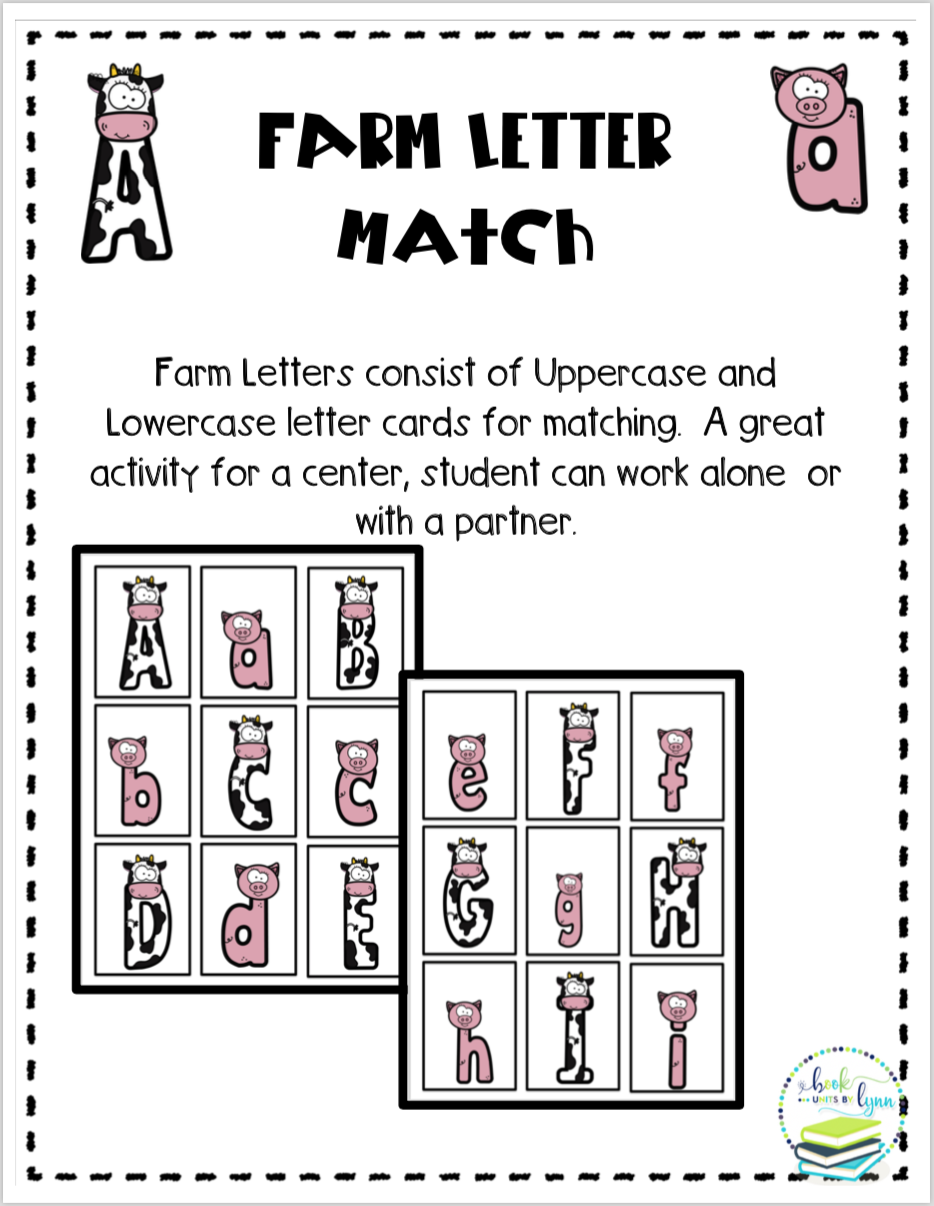 FARM LETTER MATCH ~ Book Units by Lynn