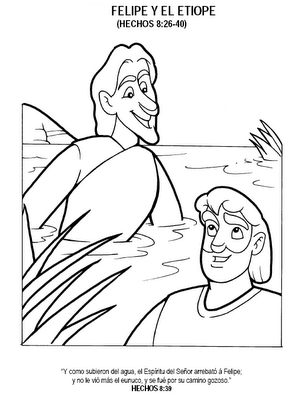 Dibujos Cristianos para colorear: Felipe y El Etíope, Tarjetitas ...