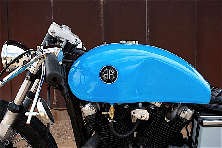 Ironhead Grabber Blue Cafe Racer - RocketGarage - Cafe Racer Magazine