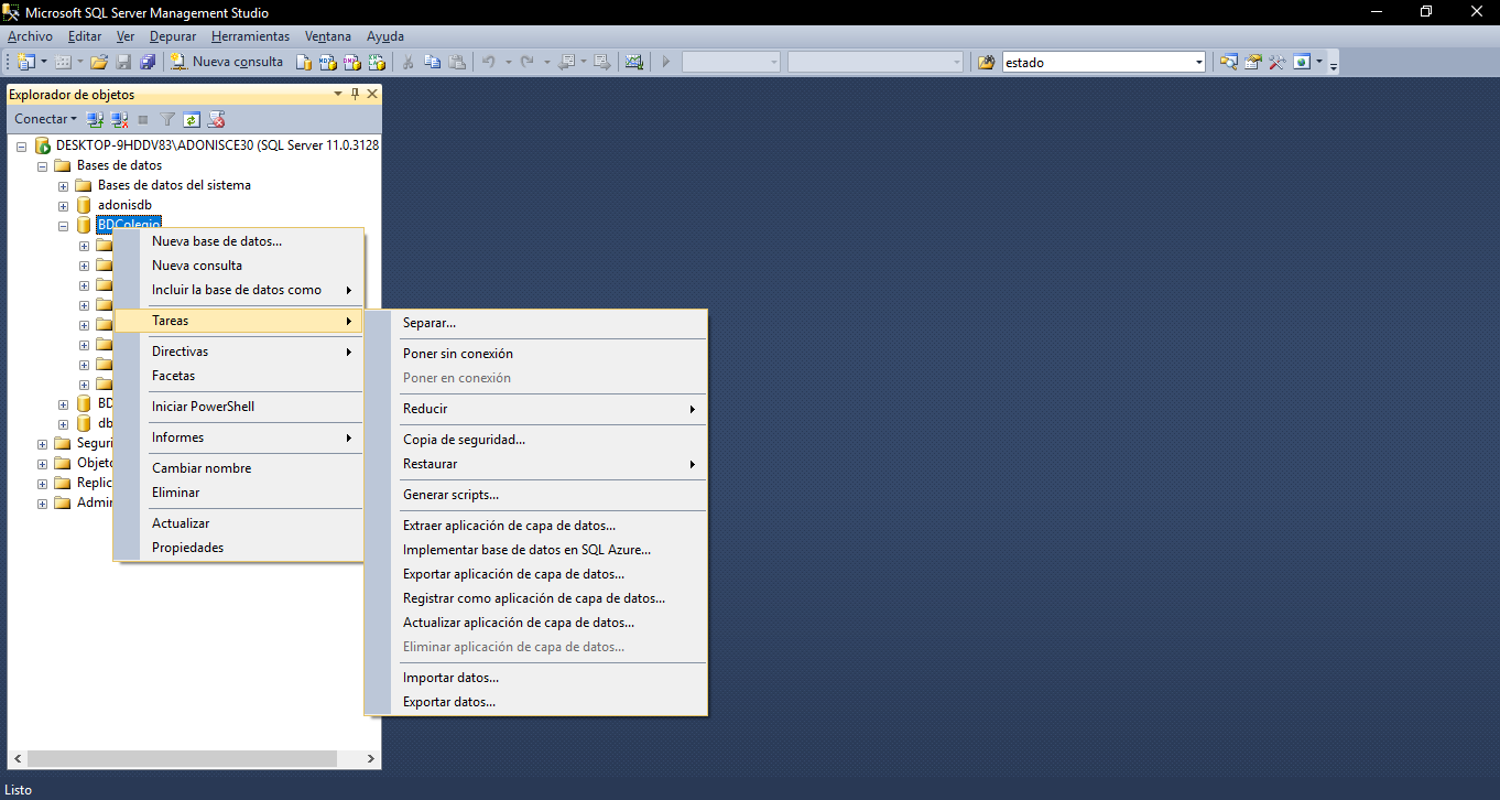 GENERANDO SCRIPT DE BASE DE DATOS EN SQL SERVER 2012