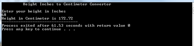 Write a program that converts a person’s height from inches to ...