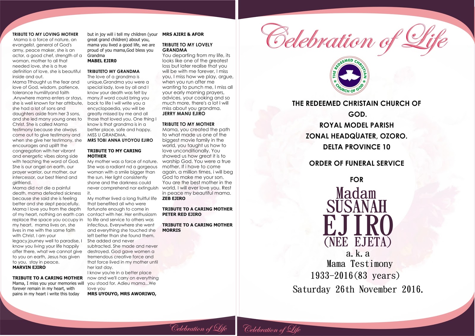 TEAMMEDIA: CELEBRATION OF LIFE (BURIAL) PROGRAMME