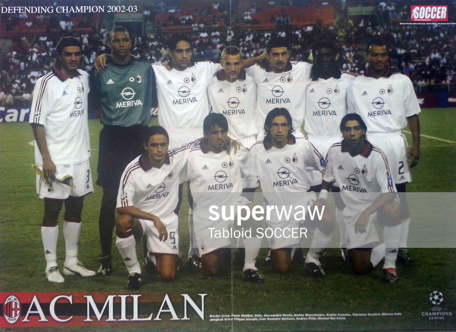 BIG POSTER TIM AC MILAN DEFENDING CHAMPION 2002-03