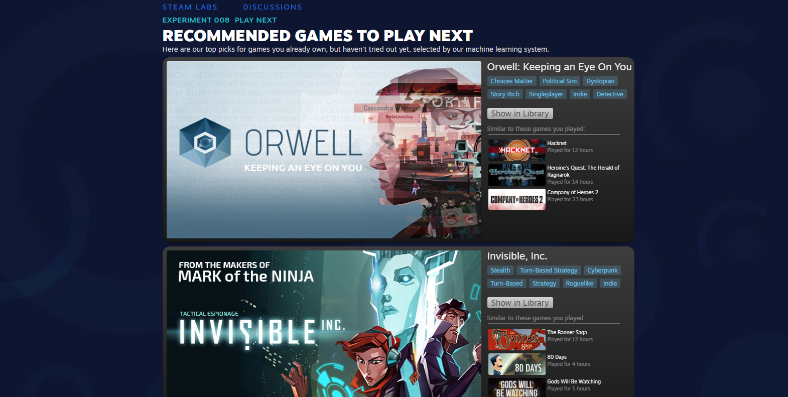 Steam Labs Introduces New Game Recommendation Tool Called Play Next