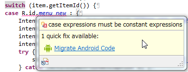 R.id.xxx を switch 文で使うと case expressions must be constant expressions | 穀風