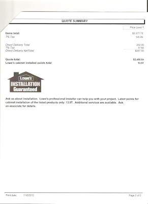 Kitchen Cabinet Invoice and New Estimate