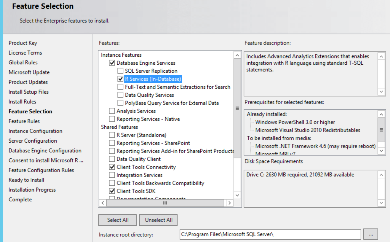 Setting up R Services in SQL Server 2017