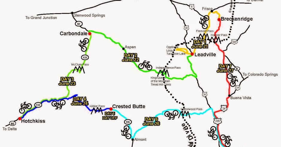 Route of 2015 Bicycle Tour of Colorado - Pedal Dancer®