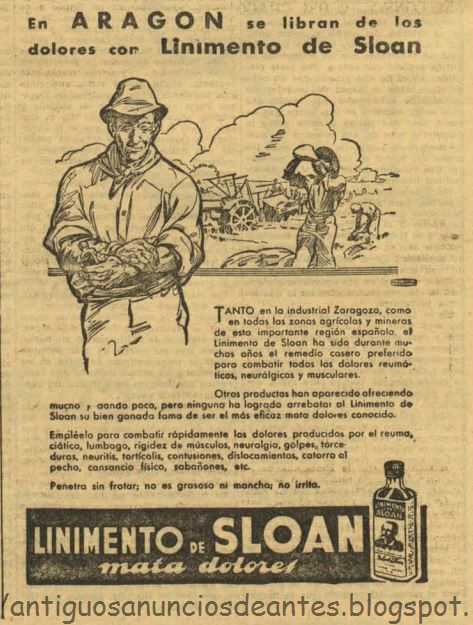 Antiguos anuncios de antes: Linimento de Sloan (medicina) (37 anuncios)